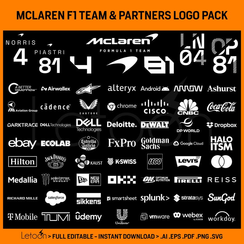 Formula 1 - Mclaren F1 Team 2025 & Partners Logo Pack - HQ Vector Files ...