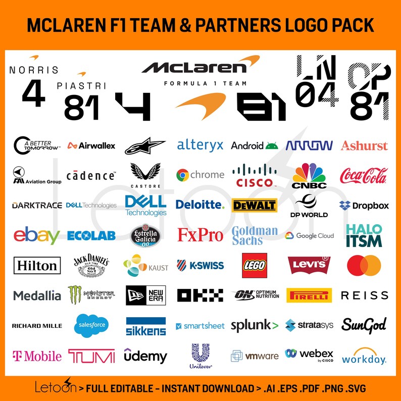 Formula 1 - Mclaren F1 Team 2025 & Partners Logo Pack - HQ Vector Files ...