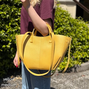 Handmade Italian Leather Tote Bag – Structured Leather Shoulder Bag ...