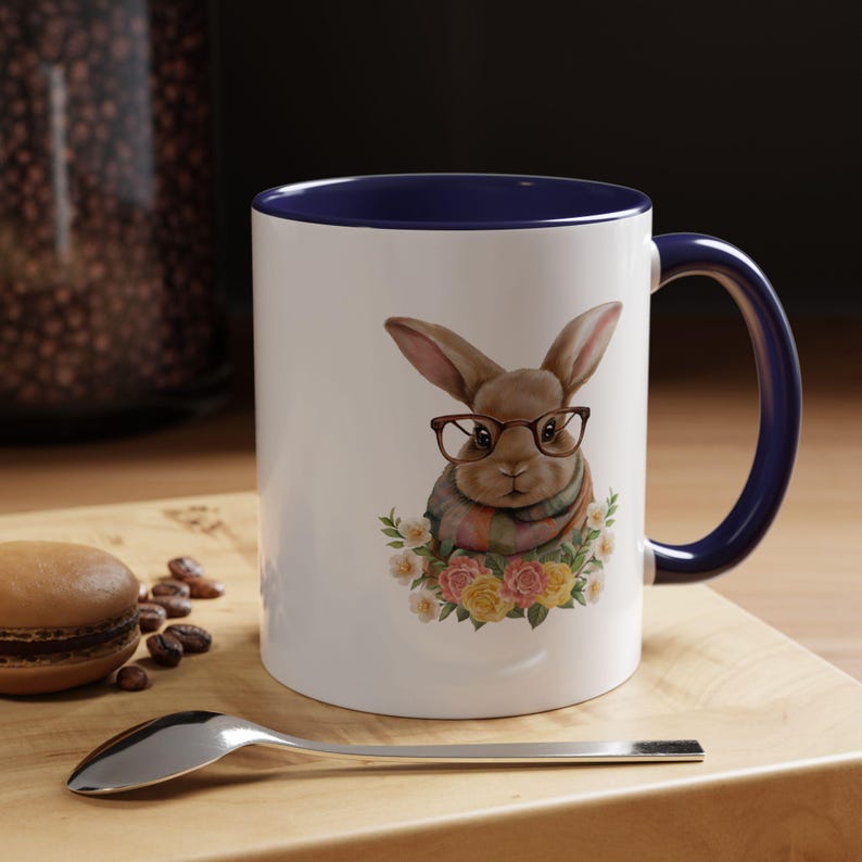 Bunny Coffee Mug, Cute Animal Cup, Elegant Rabbit Tea Cup, Adorable ...