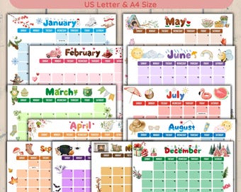 2025 Printable Kids Calendar | Fun and Colorful Digital PDF I A4 and US ...