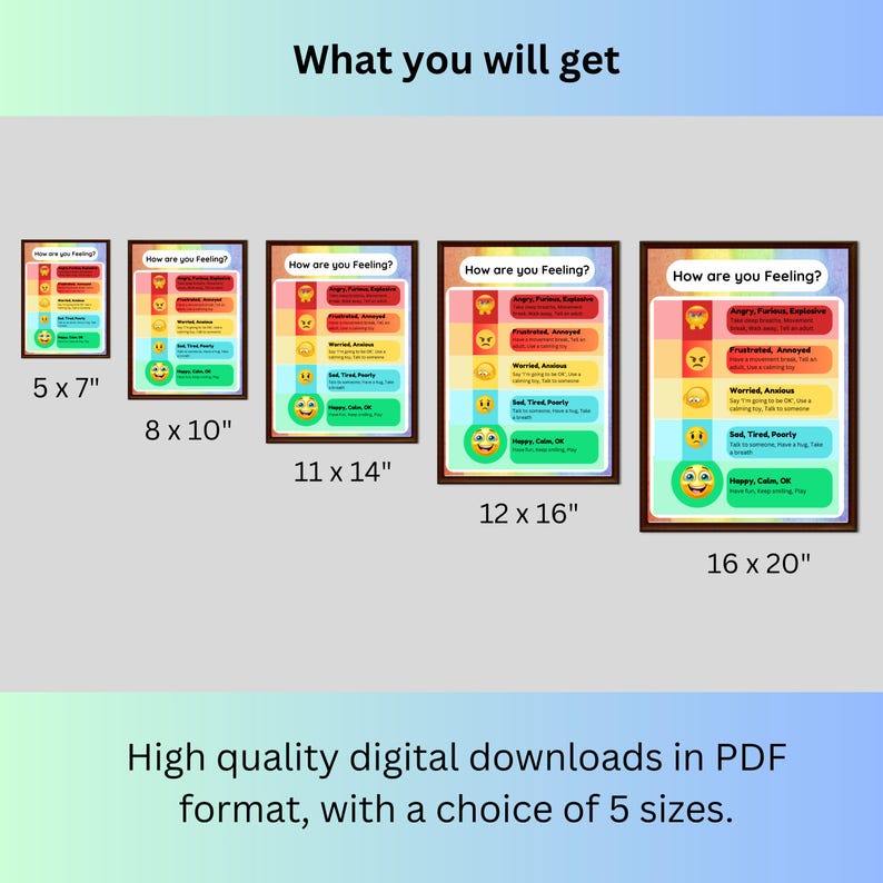 Feelings Chart for Kids | Emotional Regulation Printable | Calm Down ...