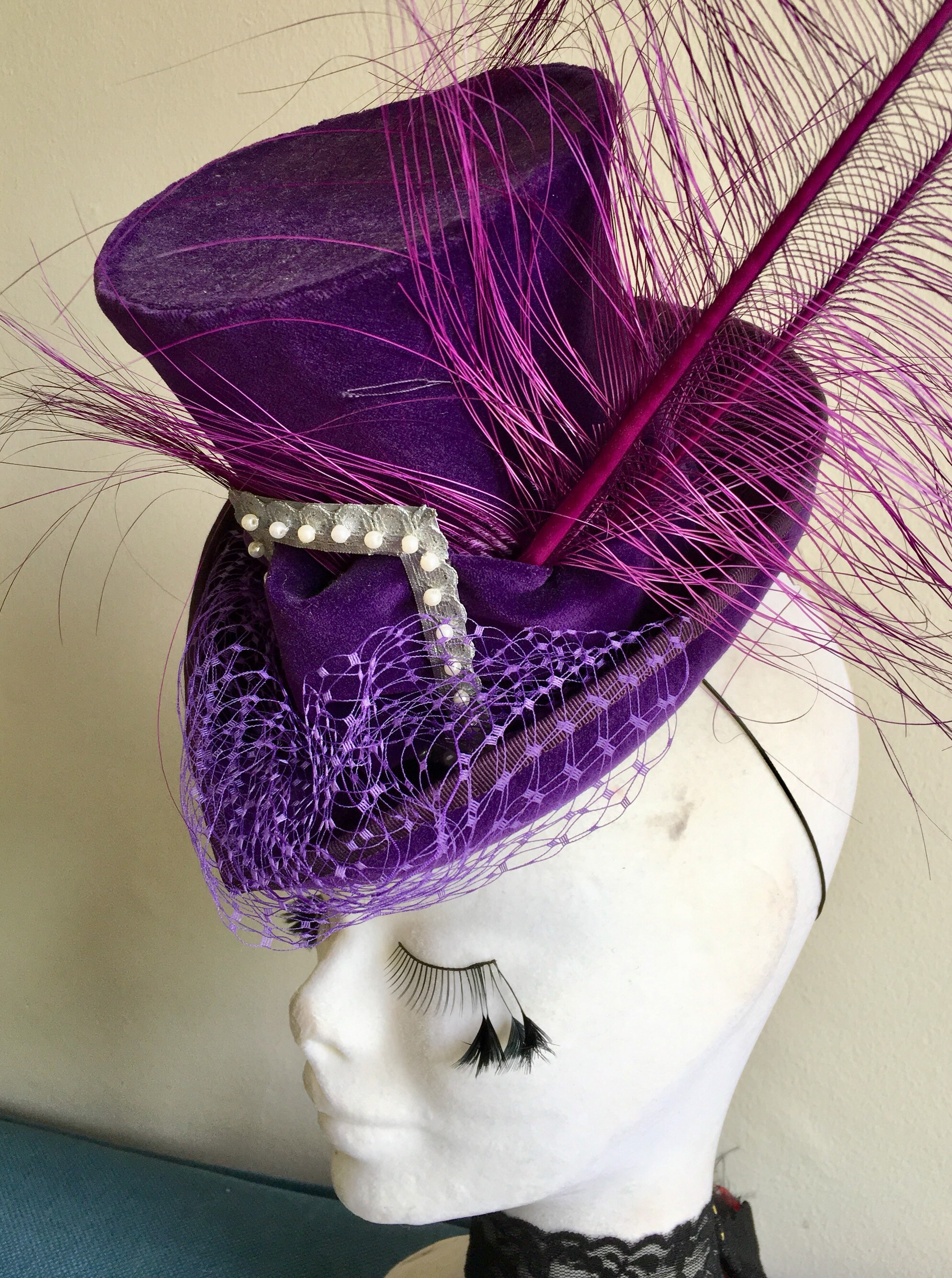 Velouria Purple Velvet Top Hat | Etsy