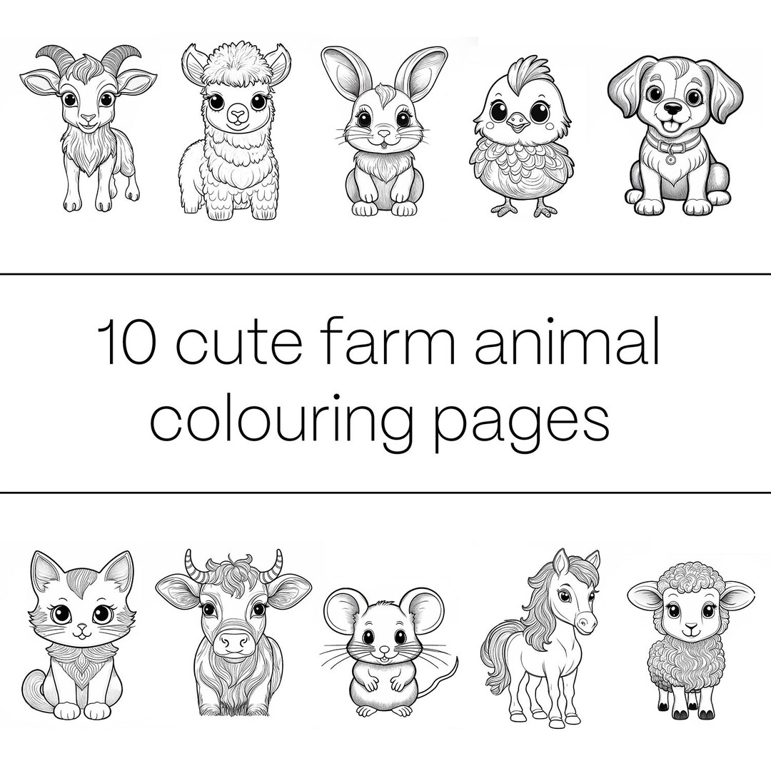10 Cute Farm Animal Colouring Pages for Kids, Colouring Pages, Kids ...