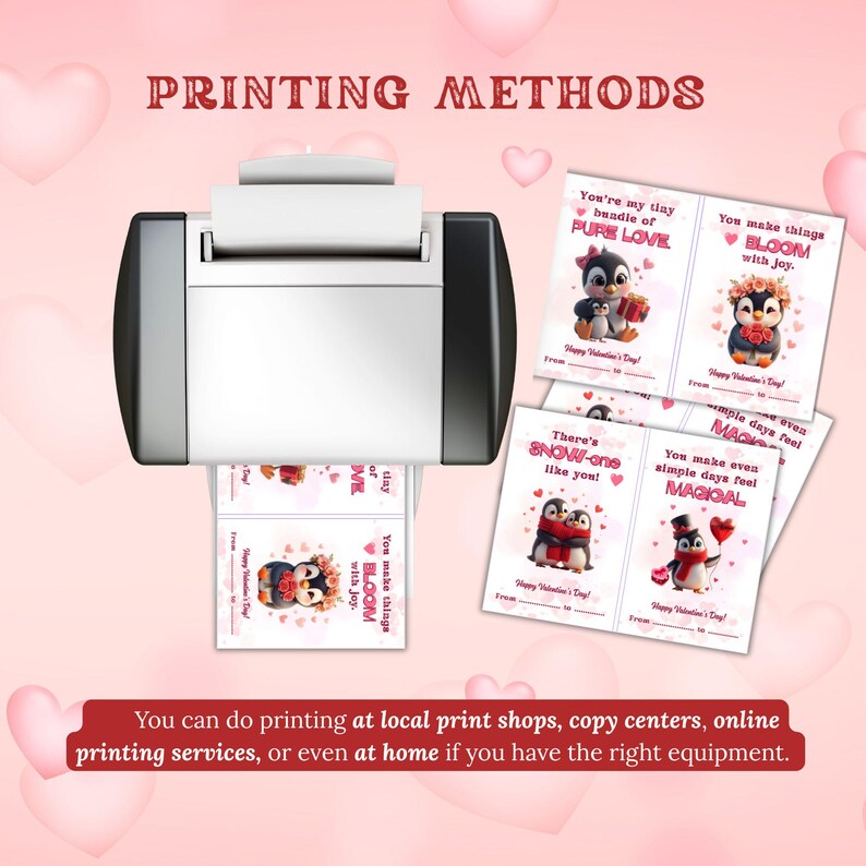 Editable Penguin Valentine Card for Kids – Printable Digital Valentine ...
