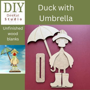 DIY Duck With Umbrella Shelf Sitter, Unfinished MDF, Spring Decor ...