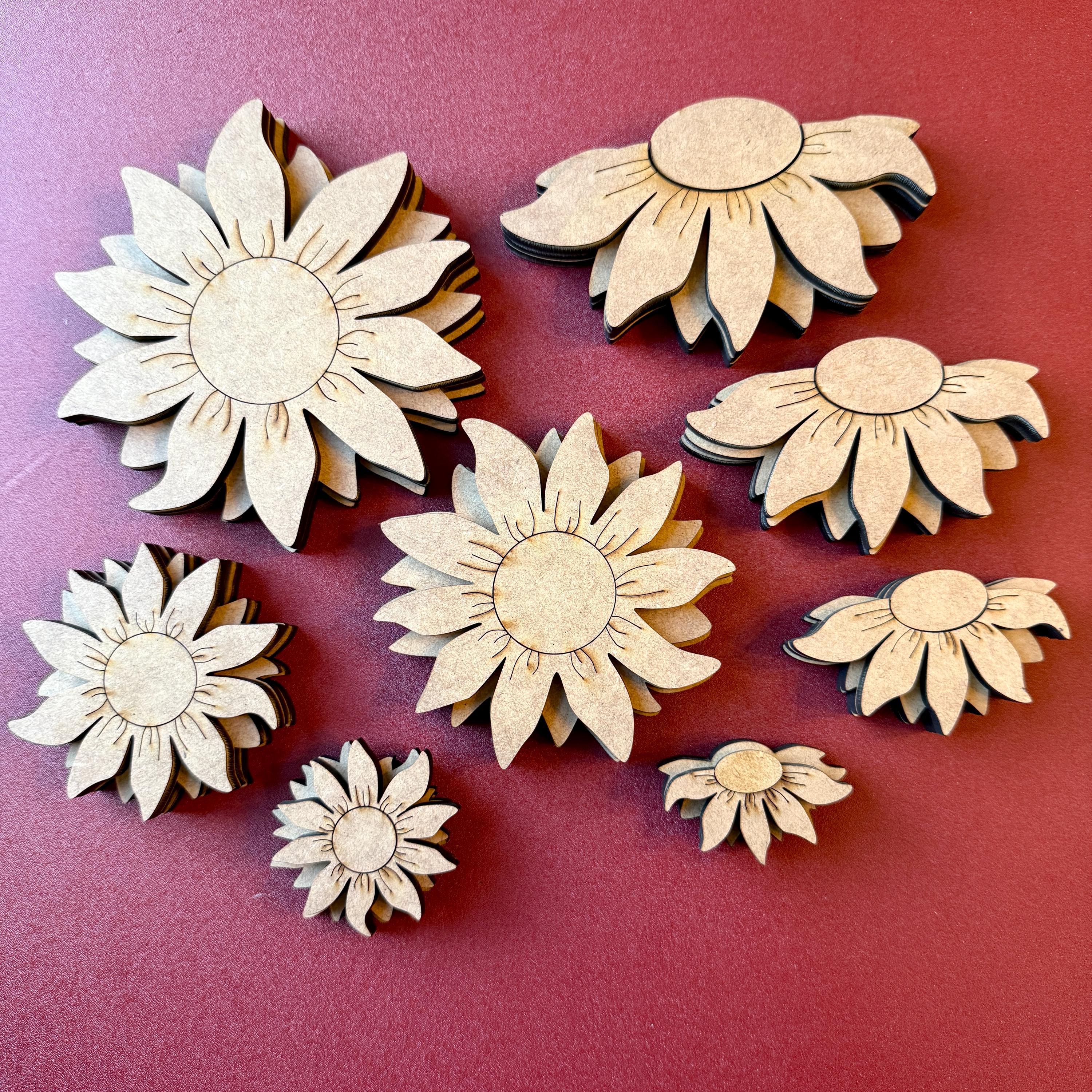 DIY Chunky MDF Sunflower Decor: Unfinished MDF Wood Craft Kit - Etsy