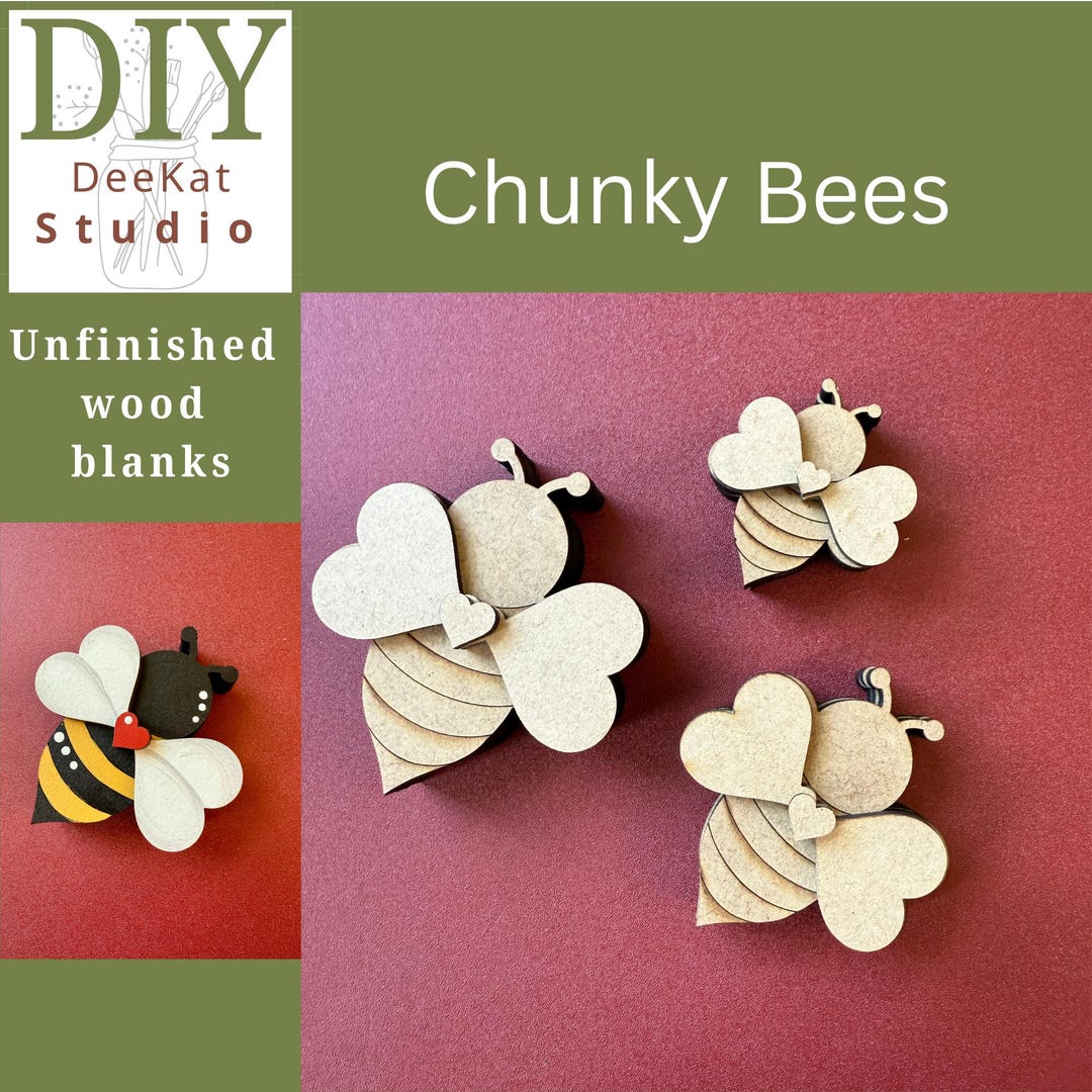 DIY Chunky Bee, Three Sizes Shelf Sitter, Unfinished Kit for Summer ...
