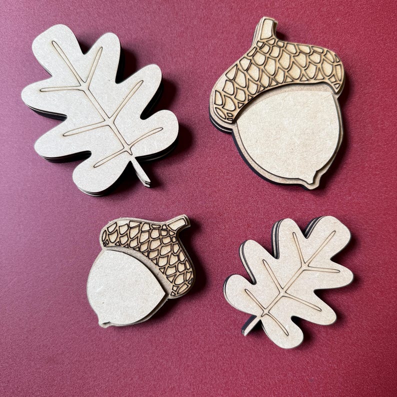 DIY Oak Leaves and Acorns: Unfinished Fall Craft Kit - Etsy