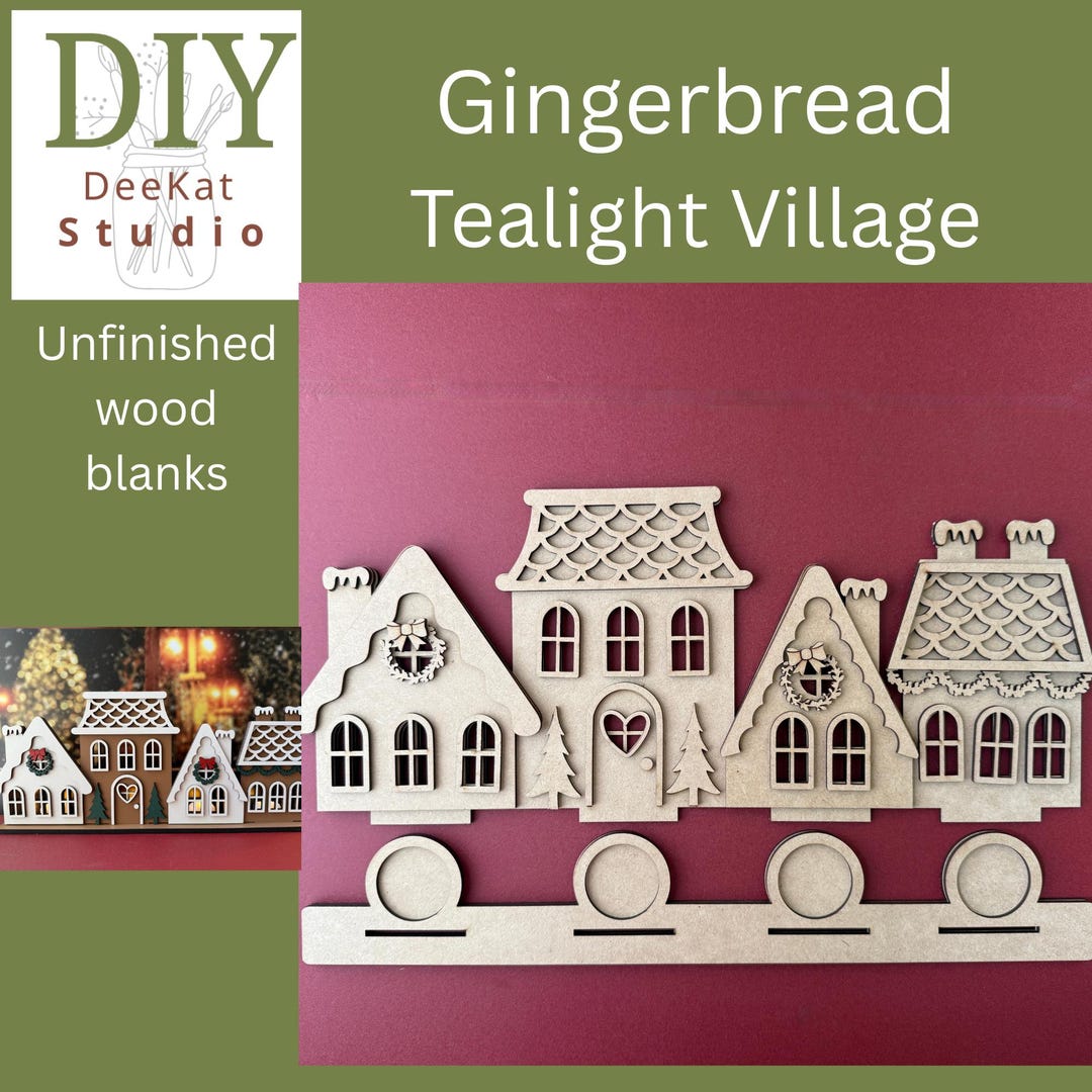 DIY Gingerbread Tealight Village Kit | Unfinished Christmas Decor ...