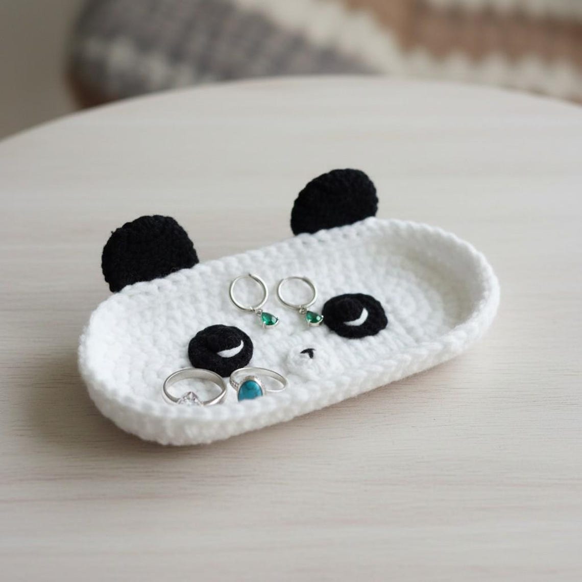 Panda Crochet Glasses Holder – Cute Eyeglass Tray, Panda Desk Organizer ...