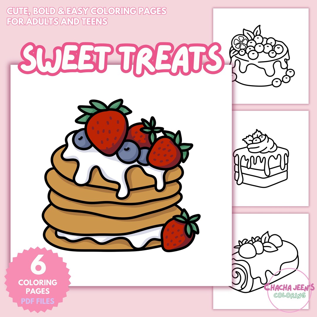 Sweet Treats Coloring Page, Bold and Easy Coloring Pages for Adults ...