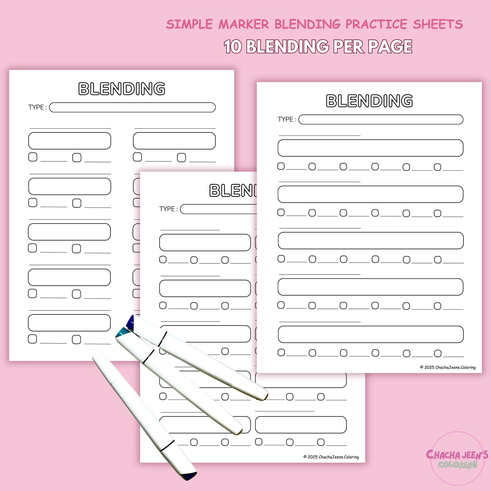Marker Blending Practice Sheets: Color Chart (PDF Download) - Etsy