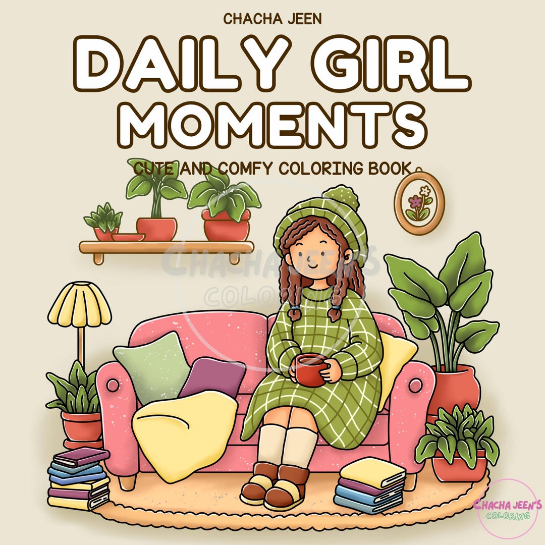 Cozy Girl Coloring Pages: Relaxing Scenes, Printable Art (PDF Download ...