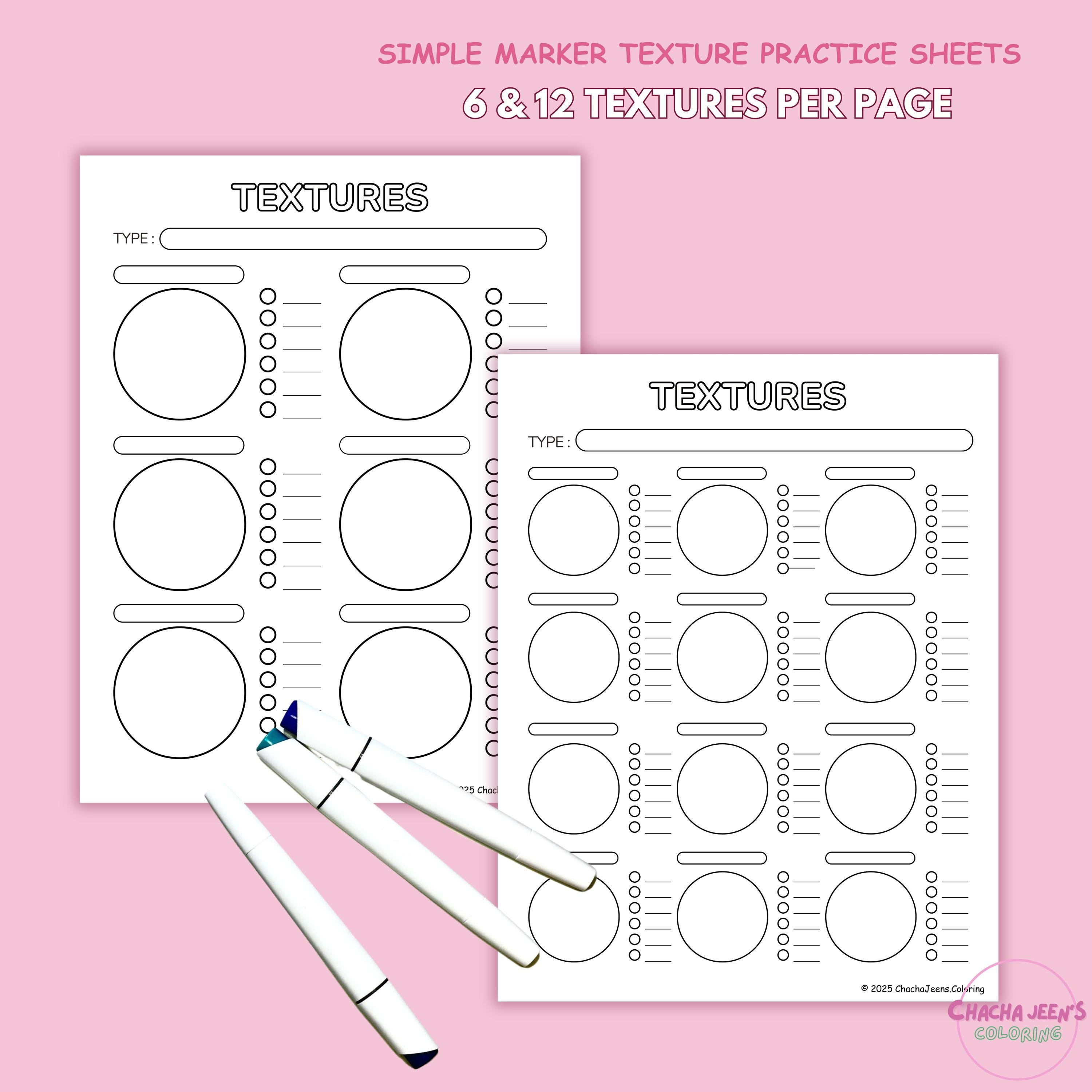 Texture Practice Pages: Alcohol Marker Color Chart (PDF) - Etsy