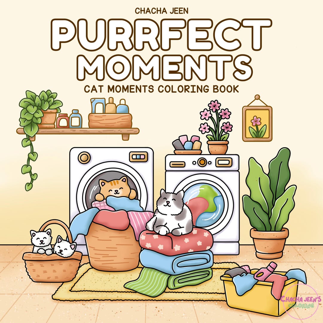 Cat Moments Coloring Pages , Cozy Meow Moments, Cute Cat Activities PDF ...