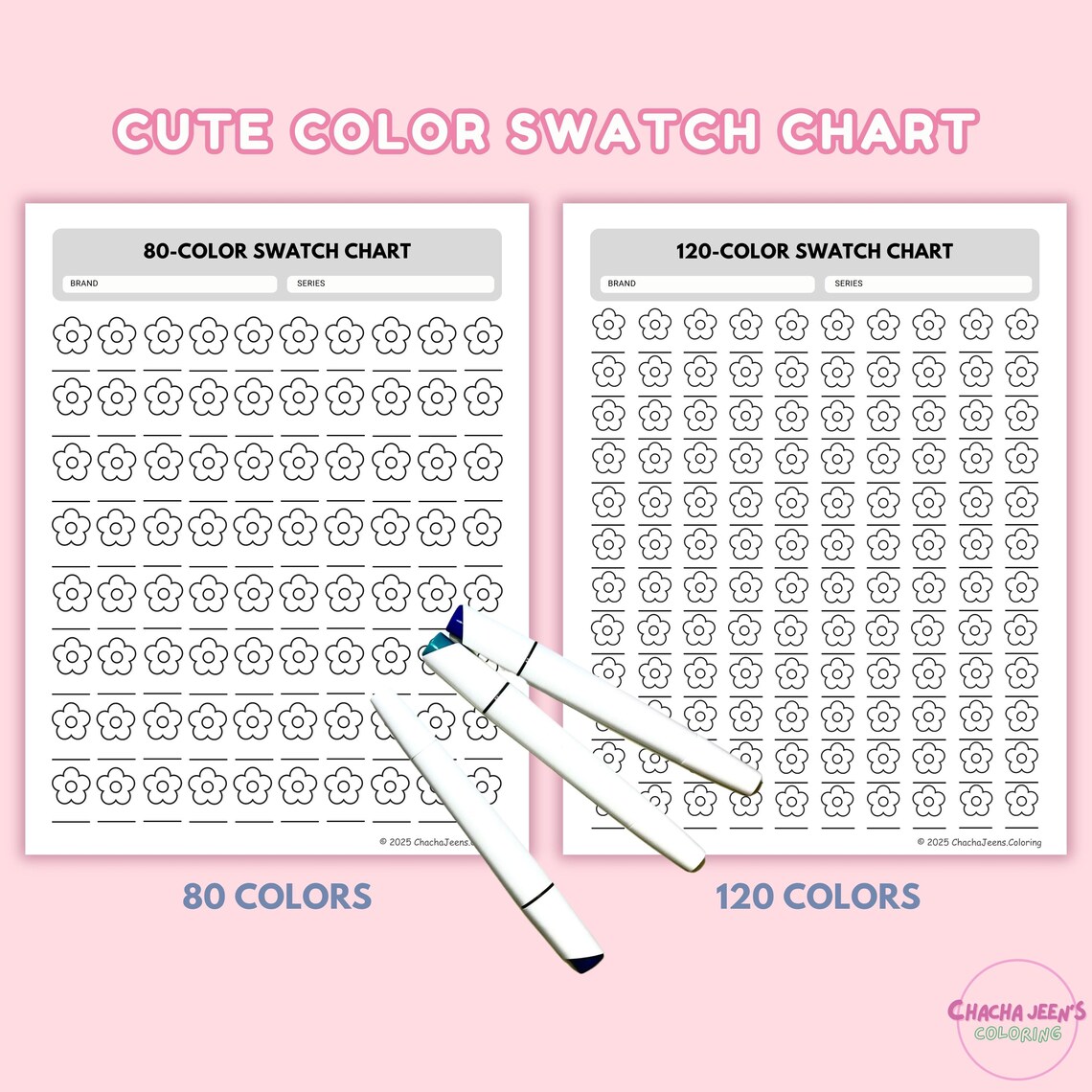 Flower Color Swatch Chart, Printable PDF, 48-120 Swatches - Etsy