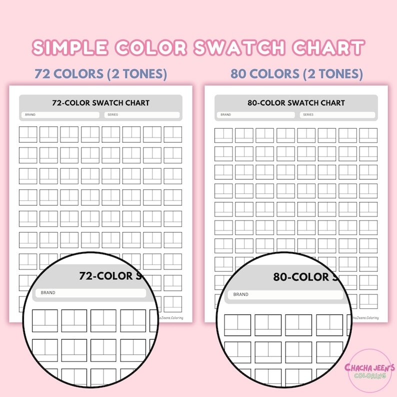 Color Swatch Chart: 48-120 Swatches, 2-tone Marker Chart (PDF Download ...