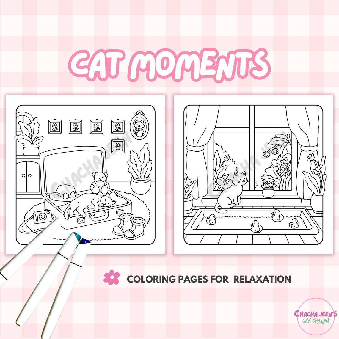 Cat Moments Coloring Pages , Cozy Meow Moments, Cute Cat Activities PDF ...