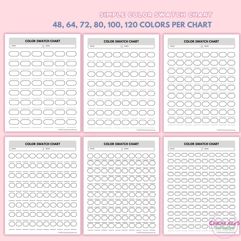 Color Swatch Chart: 48-120 Swatches - Printable PDF (a4/letter) - Etsy