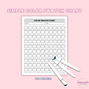 Simple Color Swatch Sheet, 48, 64, 72, 80, 120 Swatches, Printable PDF ...