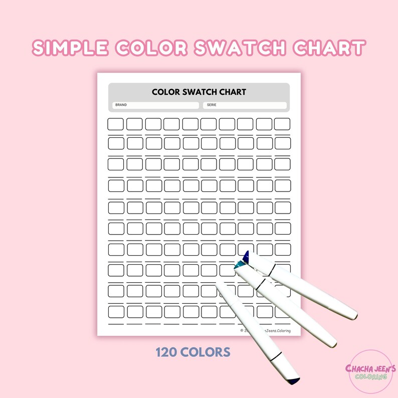 Simple Color Swatch Sheet, 48, 64, 72, 80, 120 Swatches, Printable PDF ...