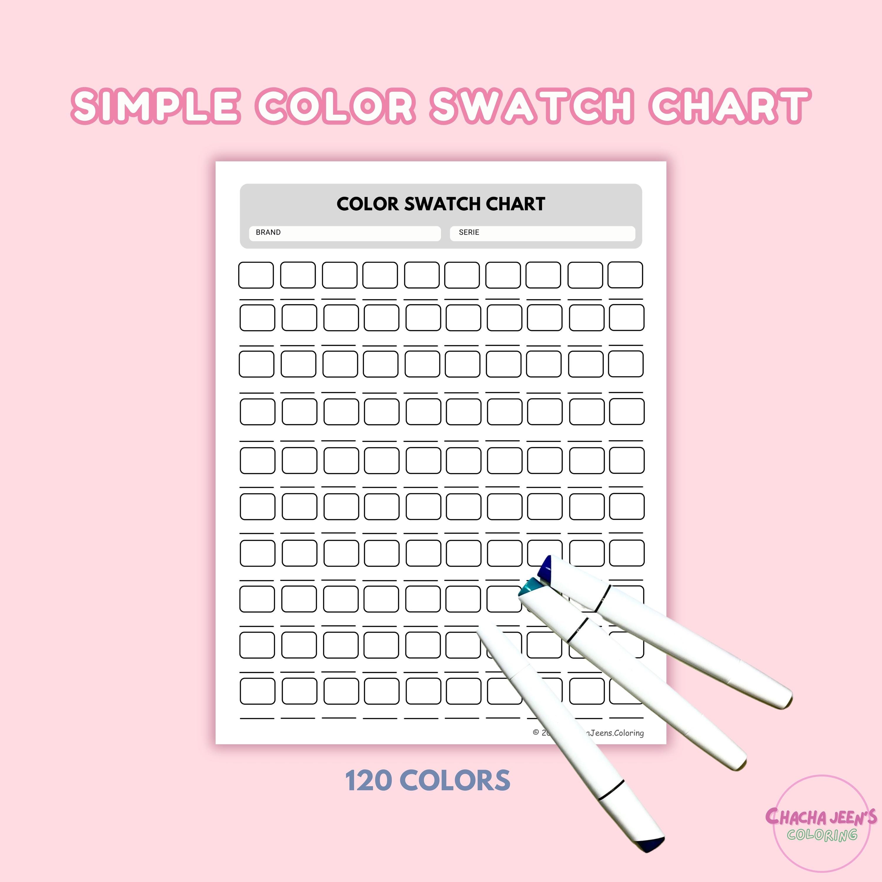 Simple Color Swatch Sheet, 48, 64, 72, 80, 120 Swatches, Printable PDF ...