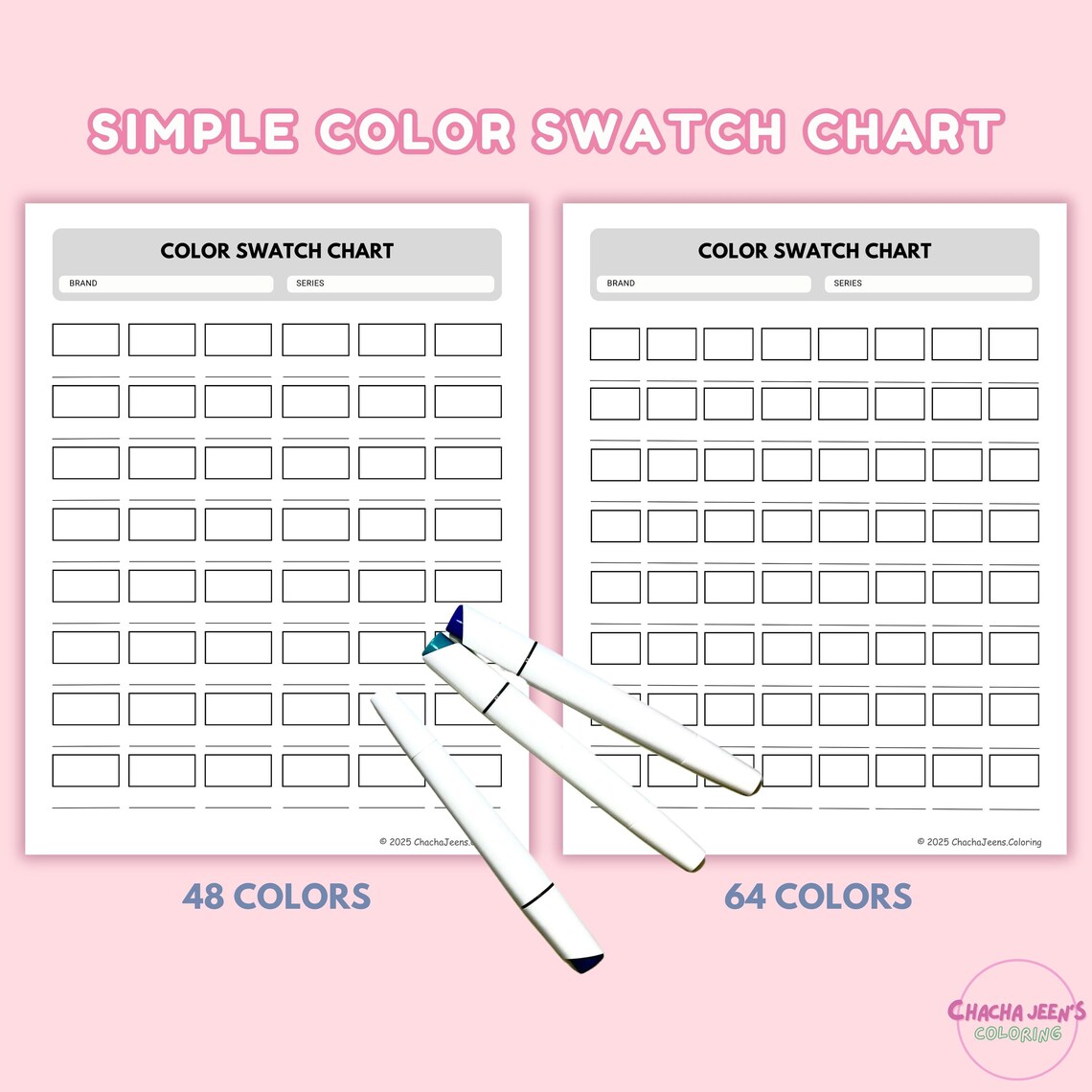 Color Swatch Chart: 48-120 Swatches, Printable PDF (a4/letter) - Etsy