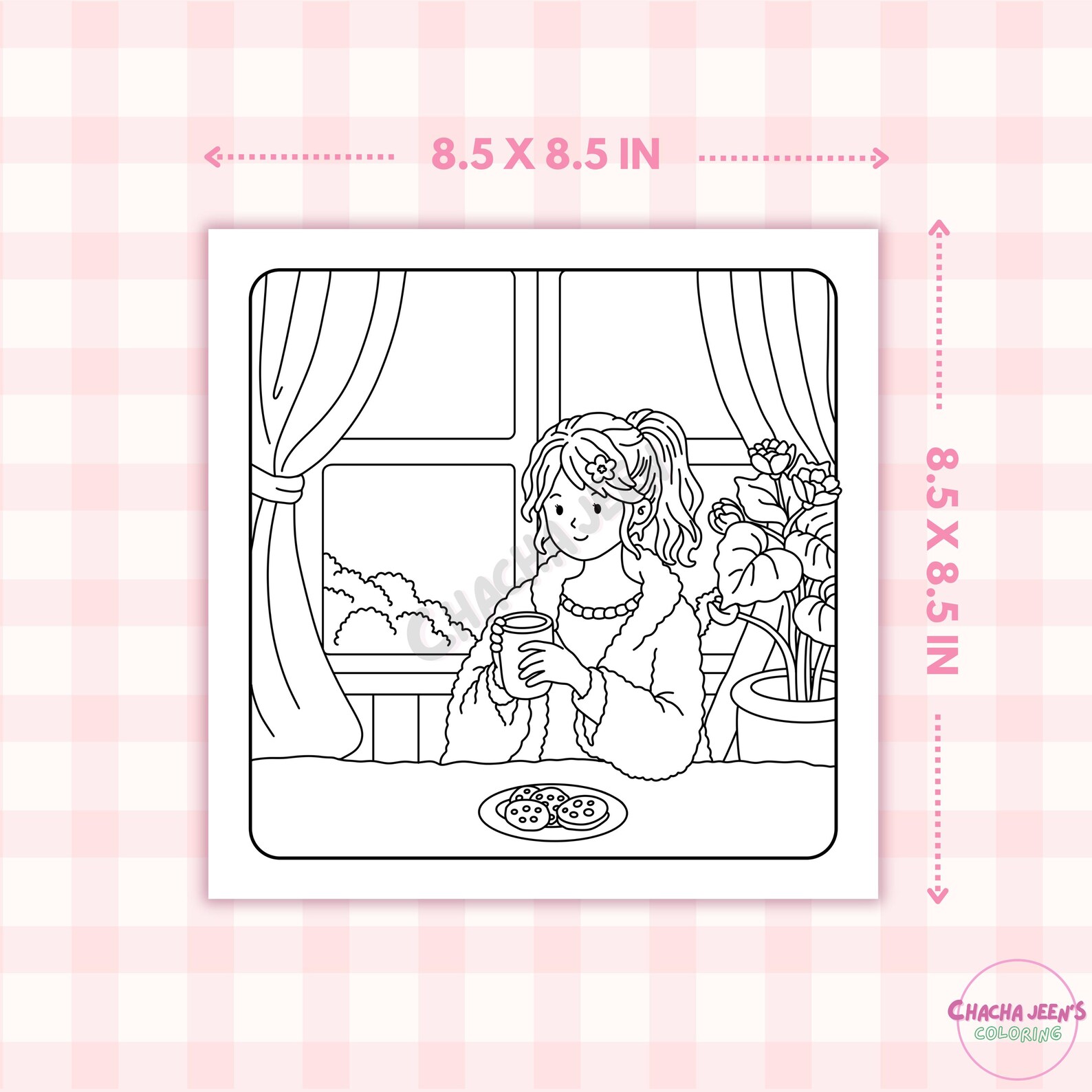 Cozy Girl Coloring Pages: Relaxing Indoor Scenes (PDF Download, 6 ...