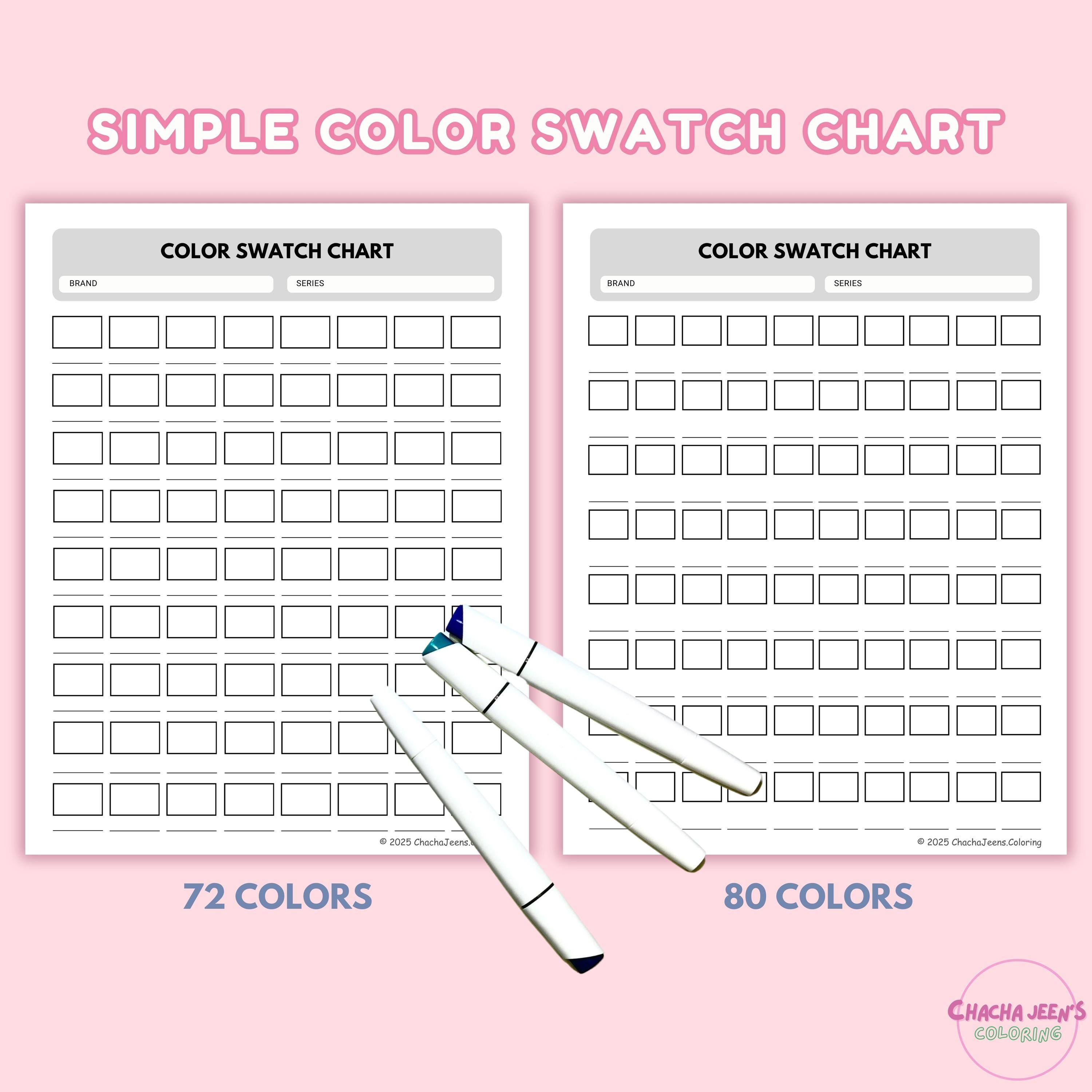 Color Swatch Chart: 48-120 Swatches, Printable PDF (a4/letter) - Etsy
