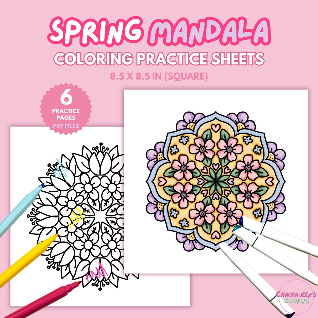 Spring Mandala Coloring Page, Coloring Page for Adults and Kids, Cute ...