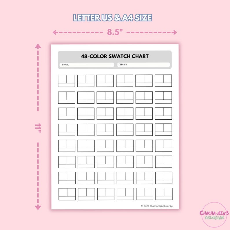 Color Swatch Chart: 48-120 Swatches, 2-tone Marker Chart (PDF Download ...
