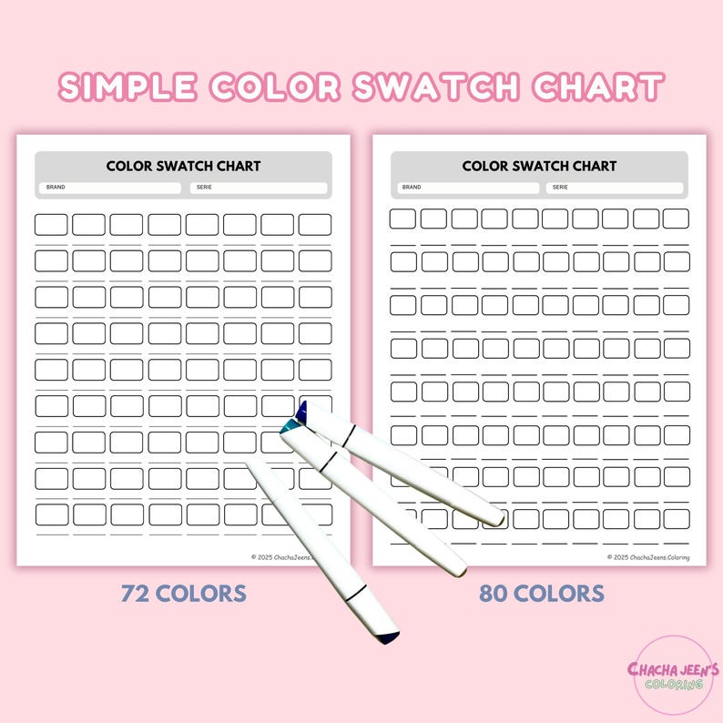 Simple Color Swatch Sheet, 48, 64, 72, 80, 120 Swatches, Printable PDF ...