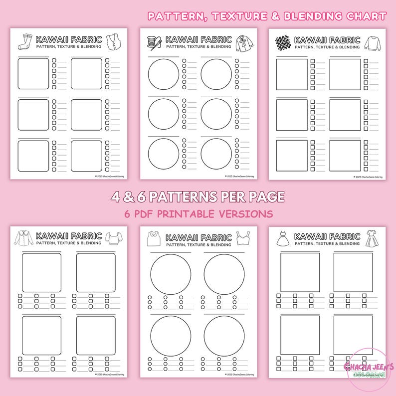 Cute Fabric Pattern Coloring Practice Page, Blank Coloring Practice ...