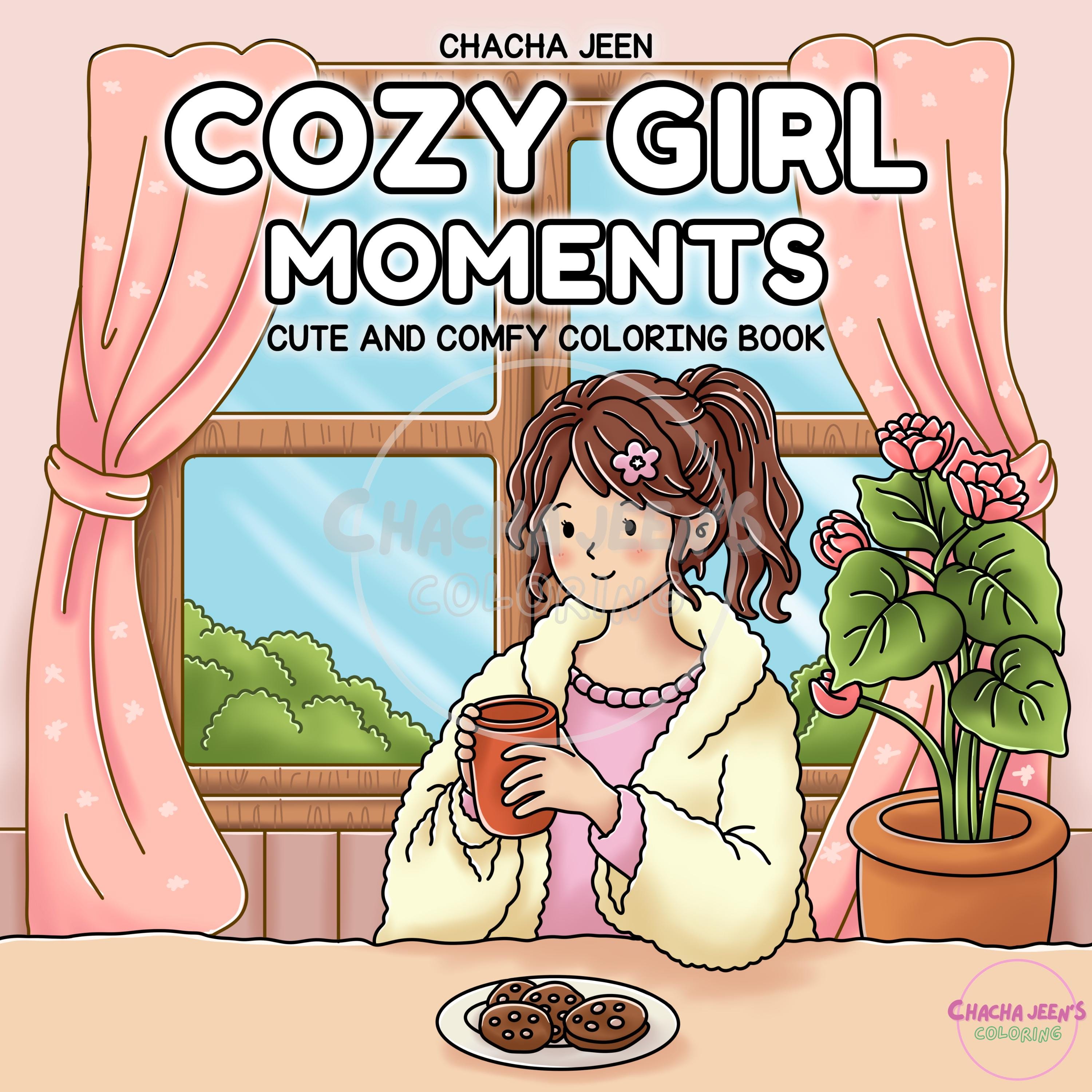 Cozy Girl Coloring Pages: Relaxing Indoor Scenes (PDF Download, 6 ...