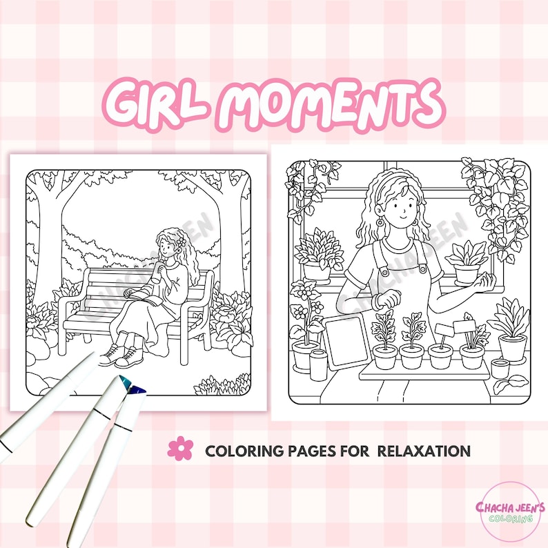 Cozy Girl Coloring Pages: Relaxing Scenes, Printable Art (PDF Download ...