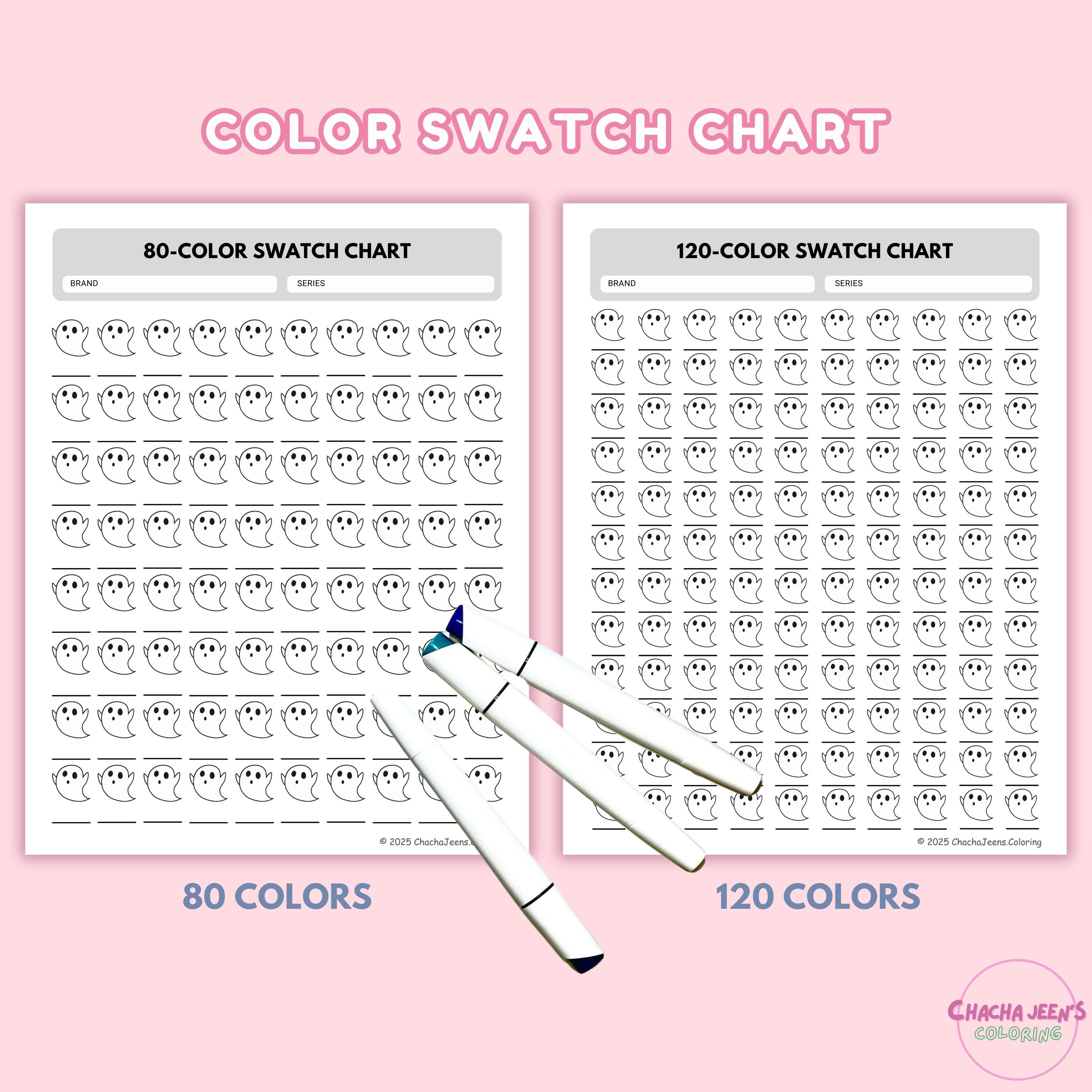 Cute Ghost Color Swatch Chart: Printable Marker Organizer (PDF Download ...