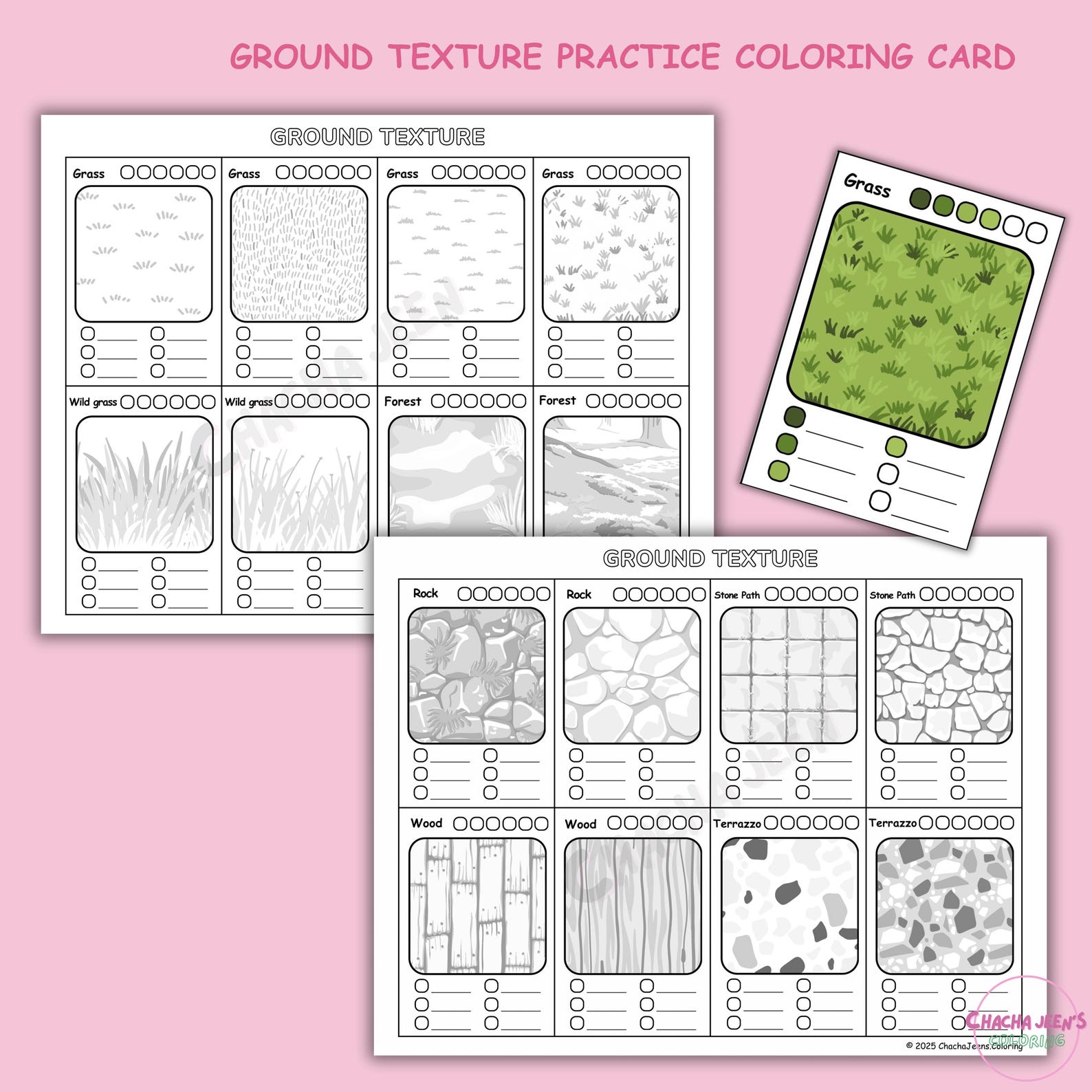 Ground Texture Coloring Cards: Marker Practice Sheets (PDF Download A4 ...