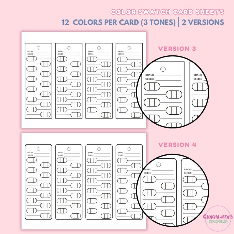 Simple Color Swatch Cards, 6, 12 Colors, Color Swatch Card Printable ...