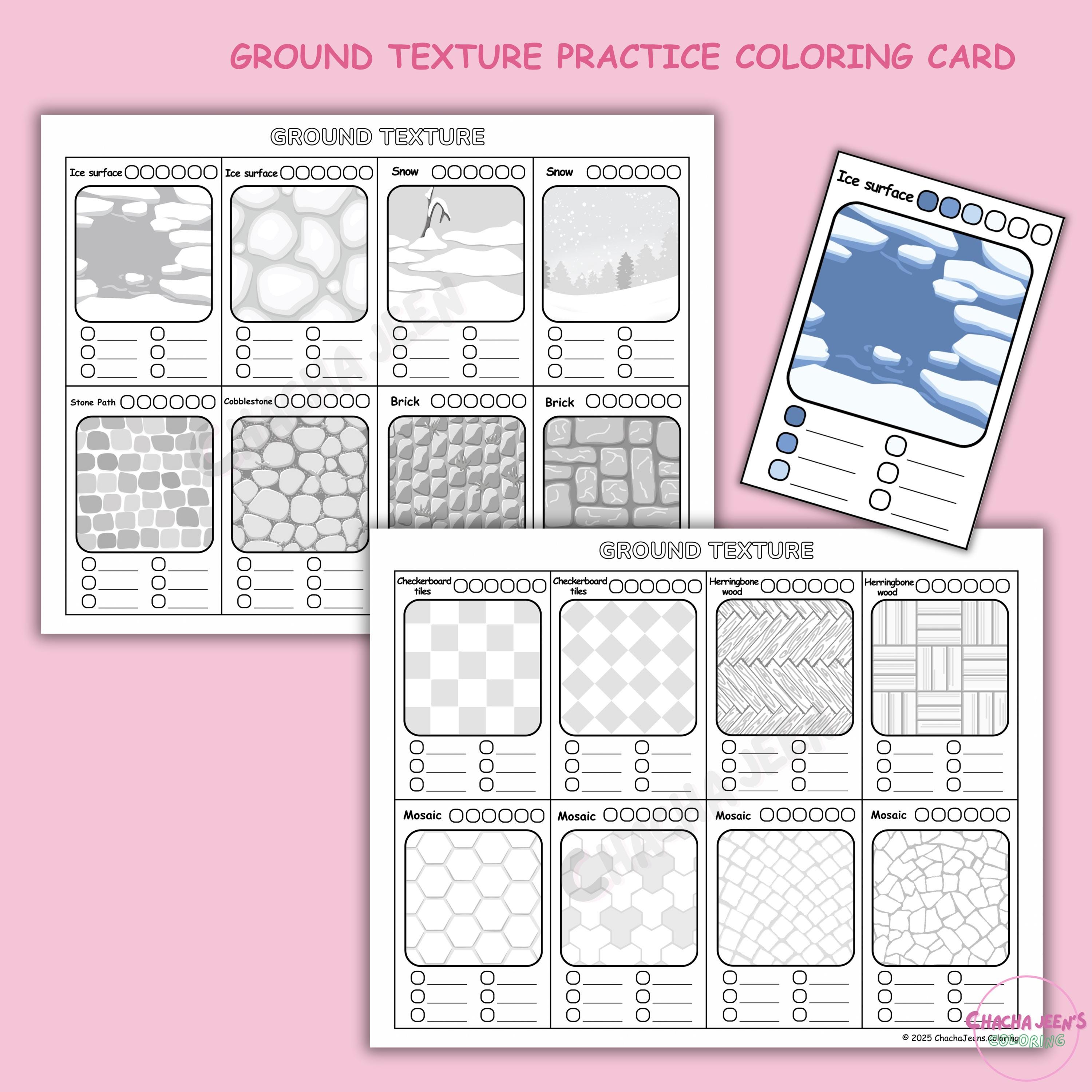 Ground Texture Coloring Cards: Marker Practice Sheets (PDF Download A4 ...