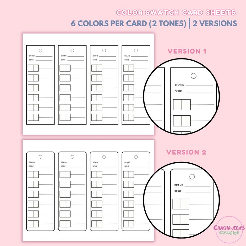 Simple Color Swatch Cards, 6, 12 Colors, Color Swatch Card Printable ...