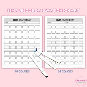 Simple Color Swatch Sheet, 48, 64, 72, 80, 120 Swatches, Printable PDF ...