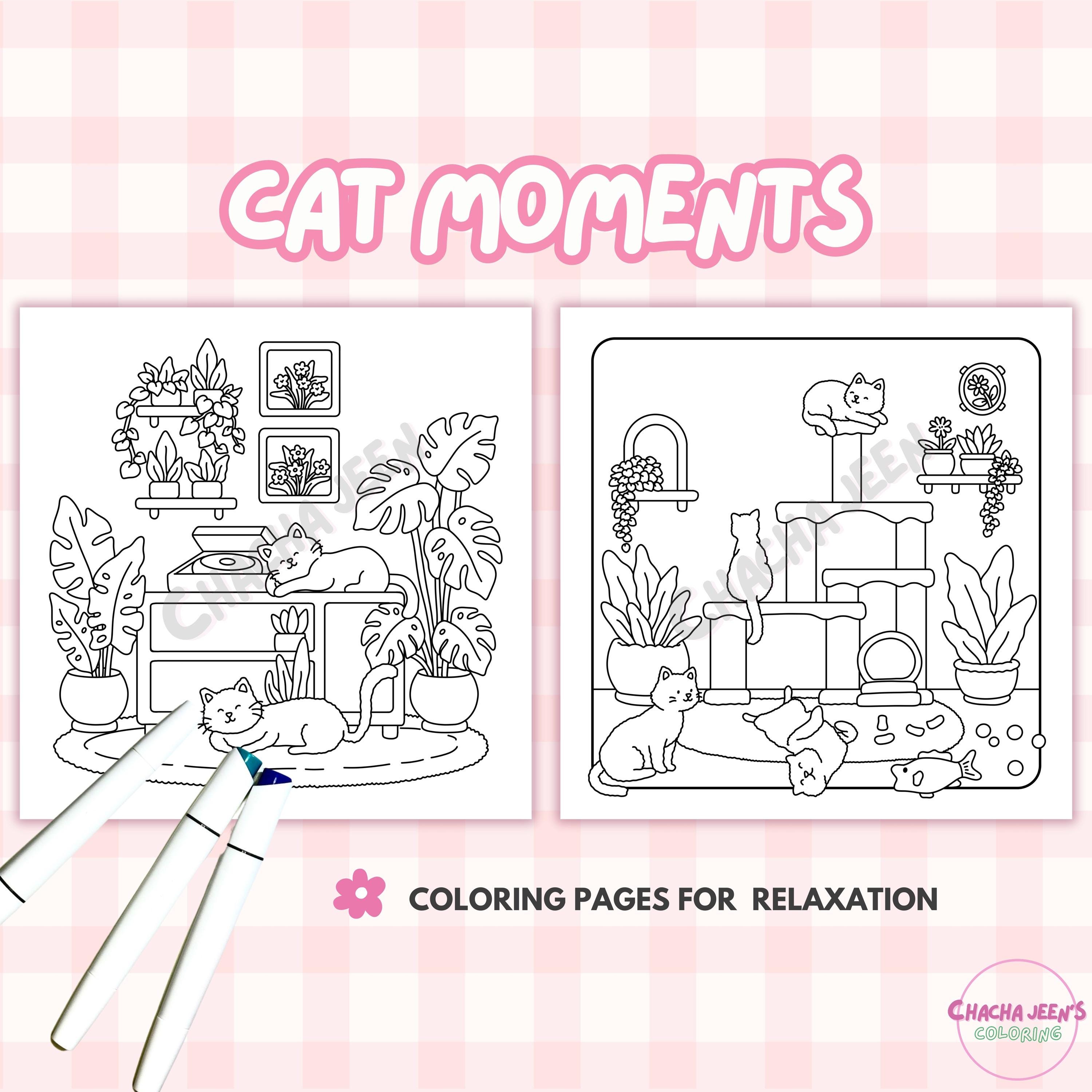 Cat Moments Coloring Pages , Cozy Meow Moments, Cute Cat Activities PDF ...