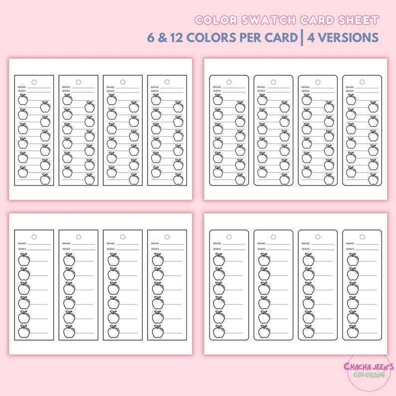 Apple Color Swatch Card Printable, Alcohol Marker Chart (PDF Download ...
