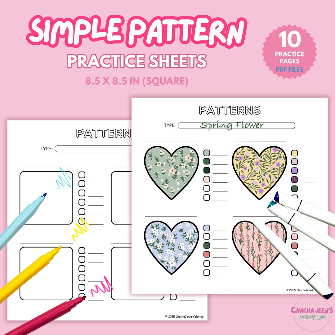 Simple Pattern Practice Page, Coloring Practice Sheets, Pattern Color ...