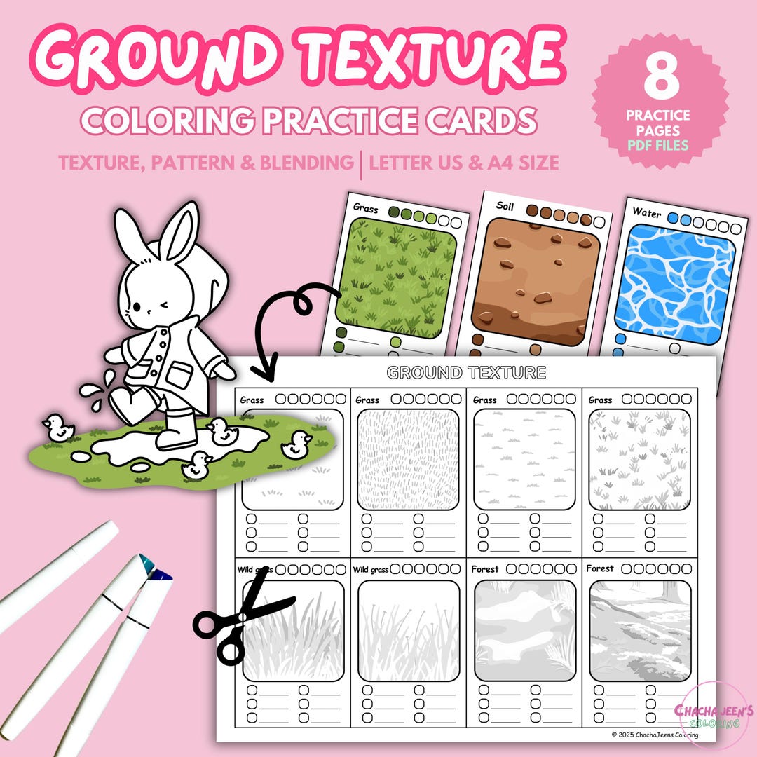 Ground Texture Coloring Cards: Marker Practice Sheets (PDF Download A4 ...