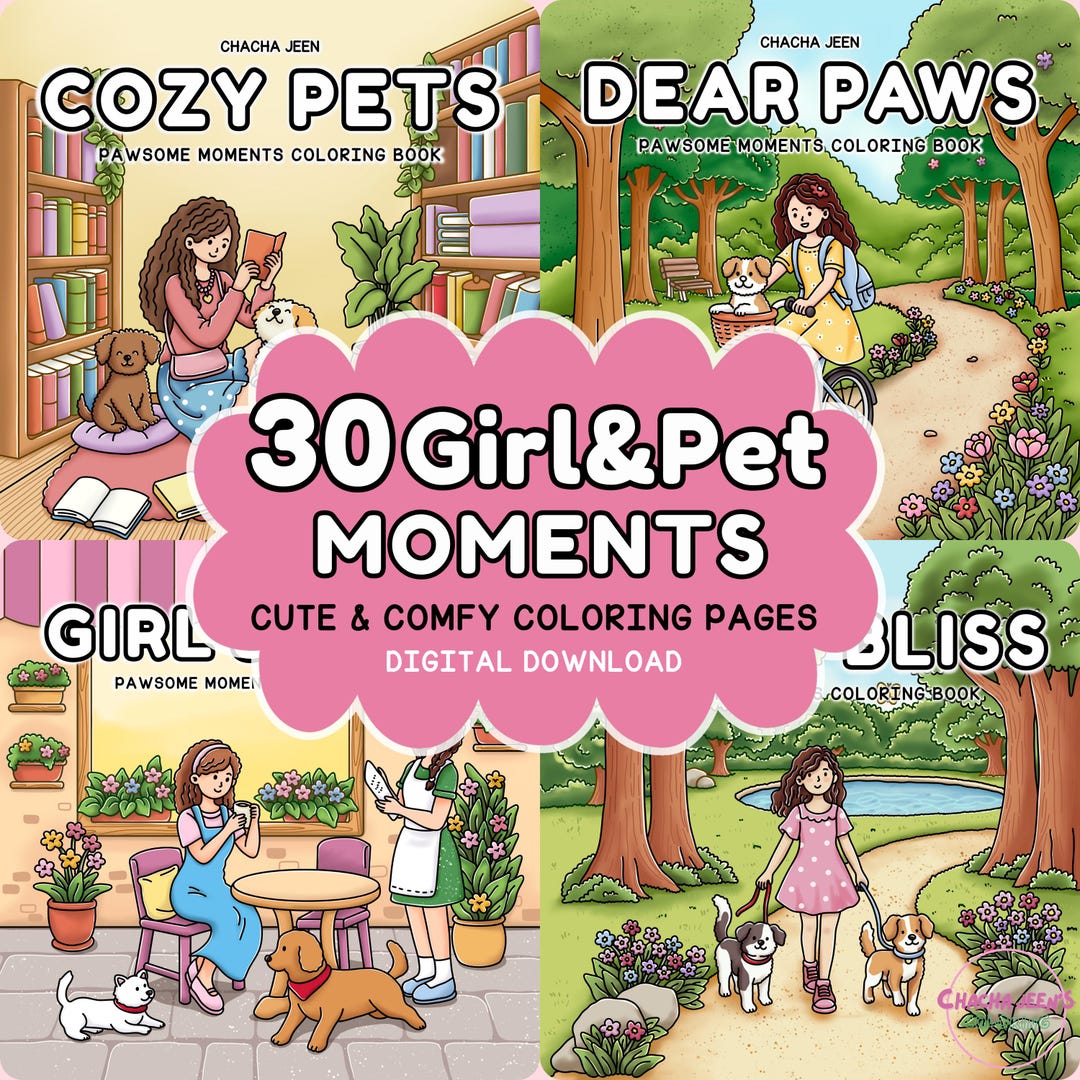 30 Girl Pets Moments Coloring Pages , Cute Pawsome Activities PDF for ...