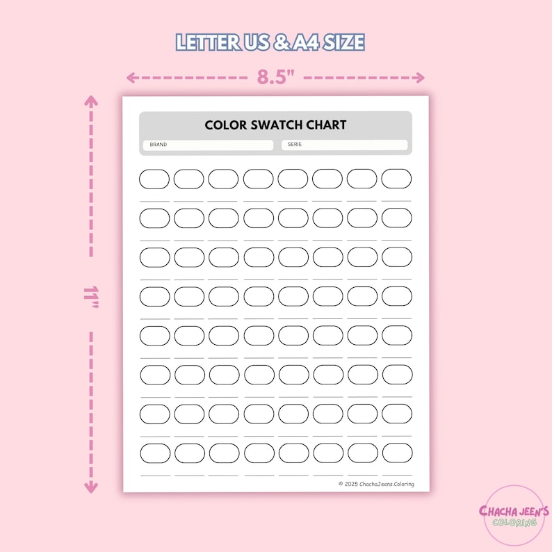 Simple Color Swatch Chart, 48, 64, 72, 80, 120 Swatches, Printable PDF ...