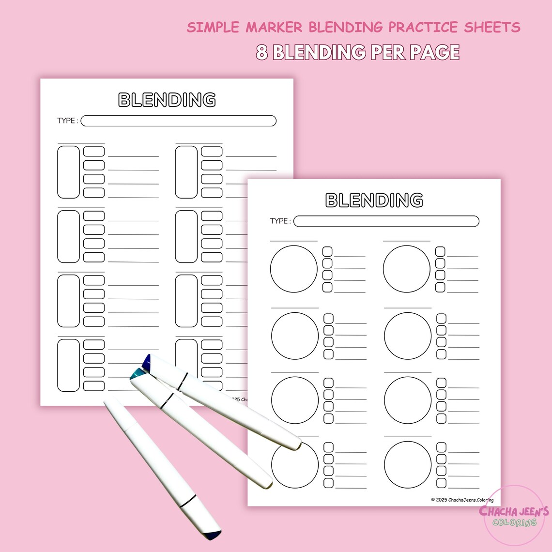 Marker Blending Practice Sheets: Color Chart (PDF Download) - Etsy