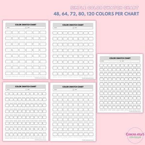 Simple Color Swatch Sheet, 48, 64, 72, 80, 120 Swatches, Printable PDF ...